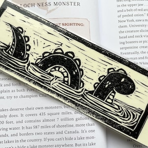 Loch Ness Monster Bookmark- Lino Cut- Handmade - Etsy