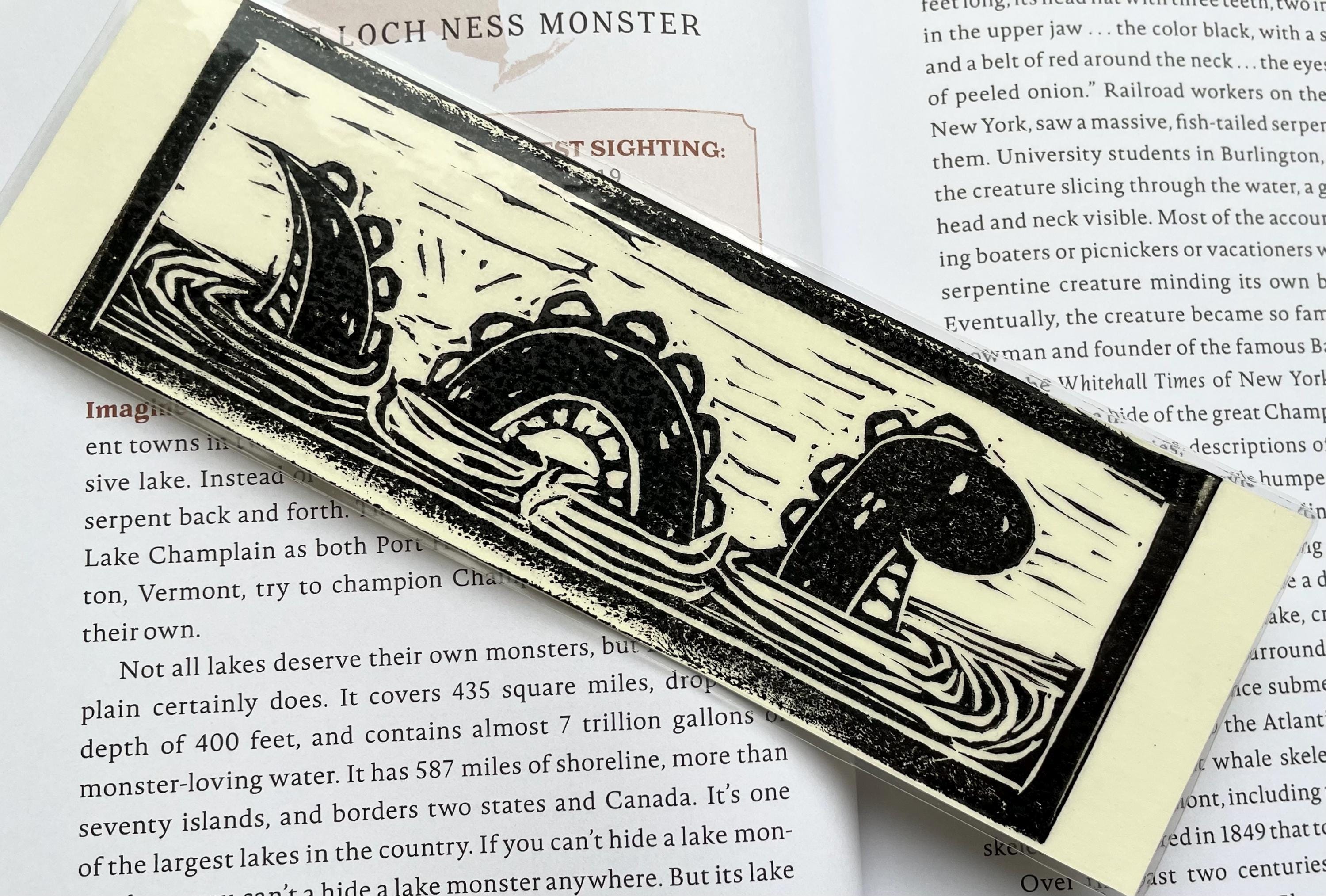 Loch Ness Monster Bookmark Lino Cut Handmade - Etsy
