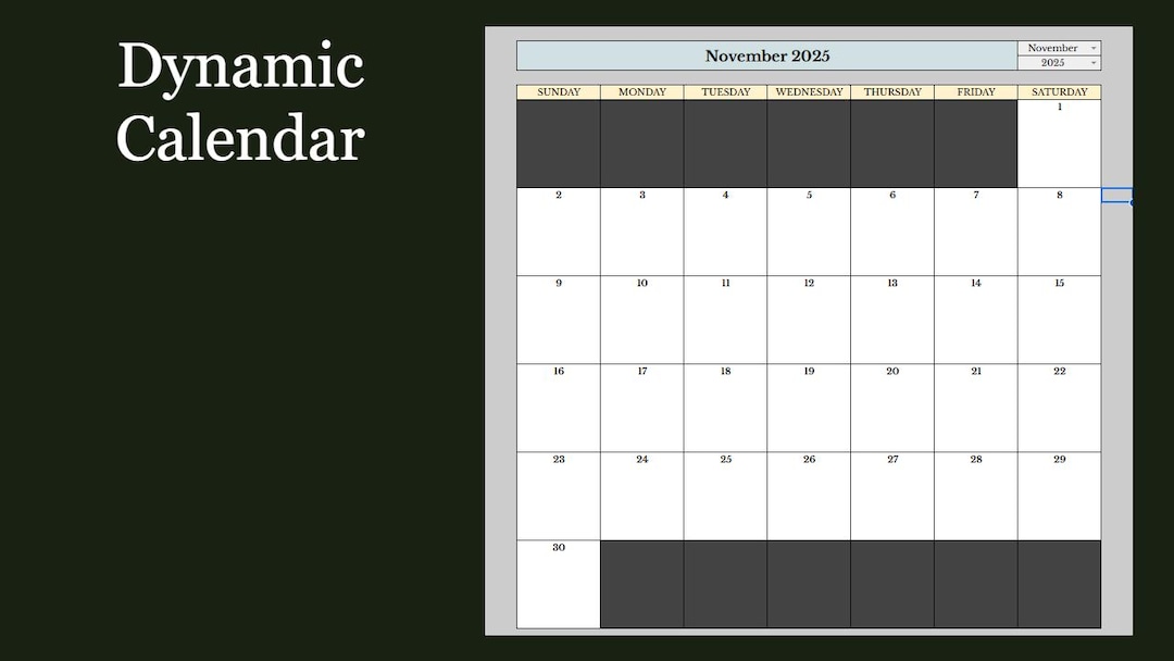 Digital Dynamic Calendar Template Google Sheet - Etsy