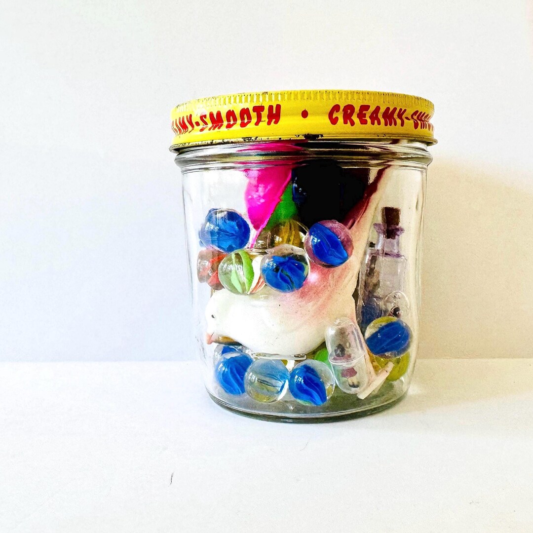 Vintage Jif Creamy Peanut Butter Jar Filled With Mini Vintage Trinkets ...