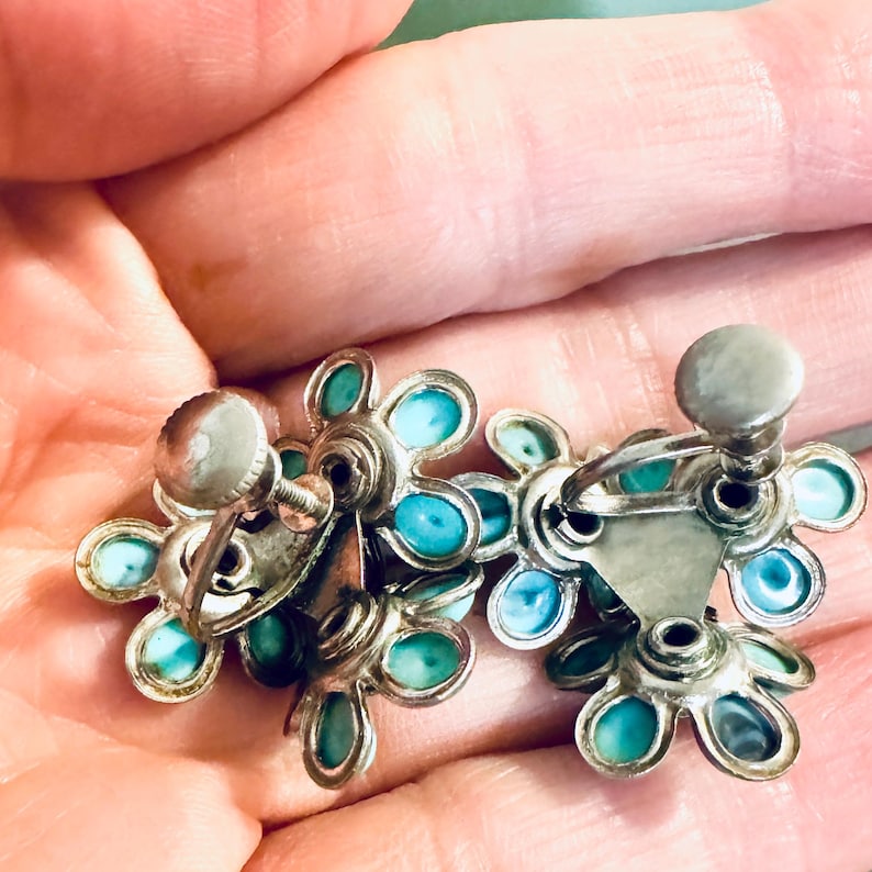 Marim Haskel Inspired Robins Egg Blue Cluster Flower Screw Back ...