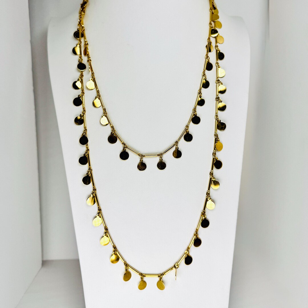 70'S Vendome Gold Tone Coin 54” Chain Vintage Extra Long Necklace - Etsy