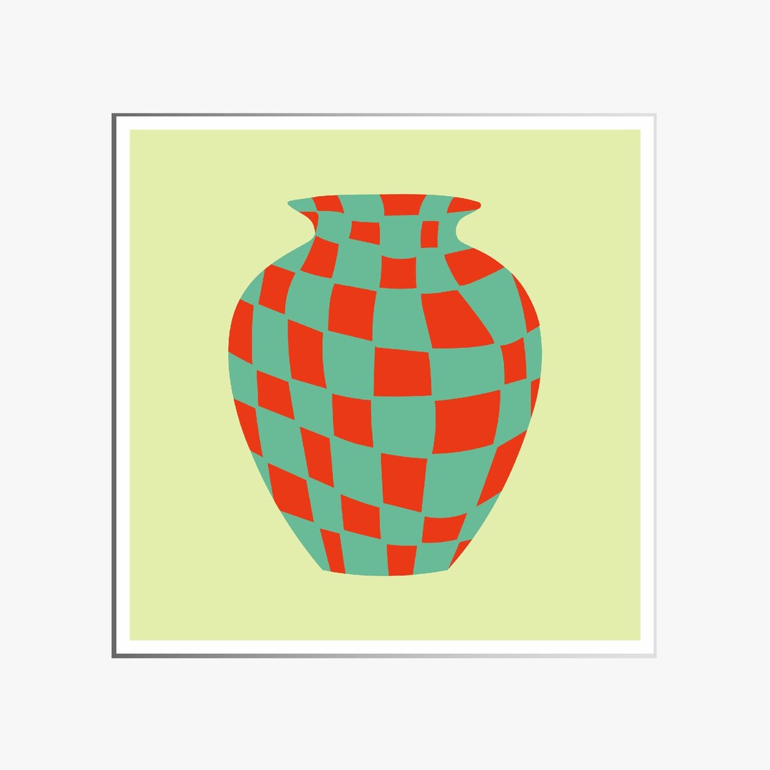 Retro Checkered Vase Poster - Etsy