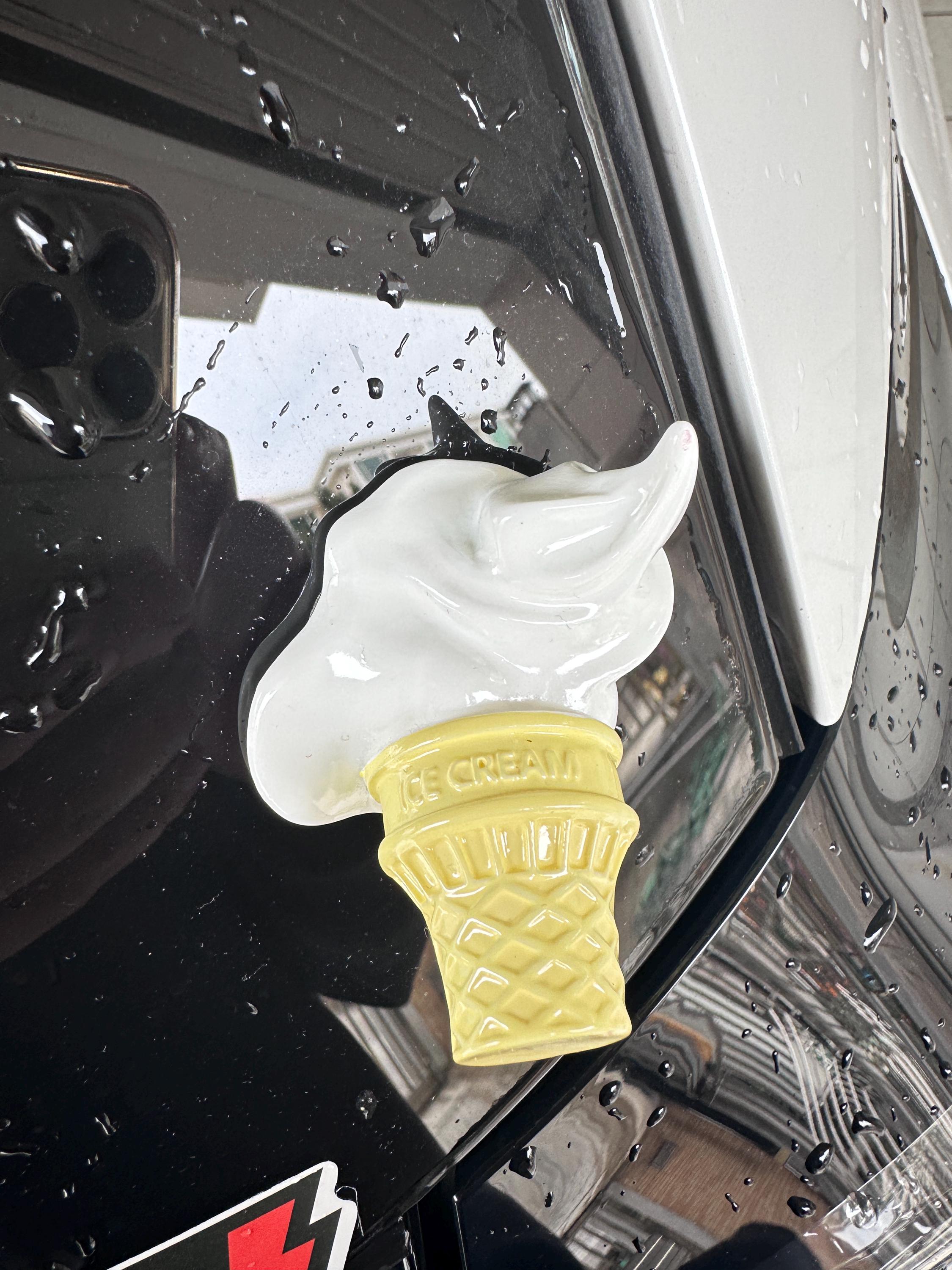 Funny 3D Ice Cream Car Sticker – Realistic Melted Cone Decal for a ...