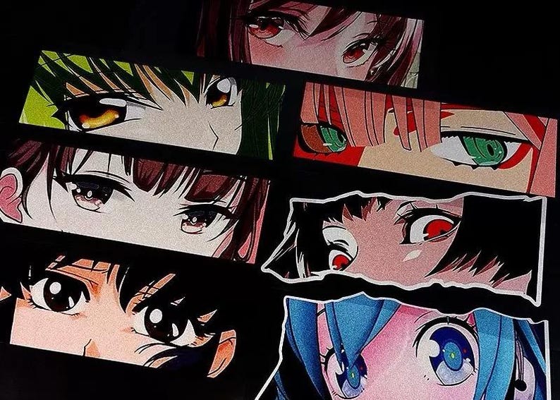 Anime Eyes Sticker – Aesthetic Waterproof Decals for Laptops, Water ...