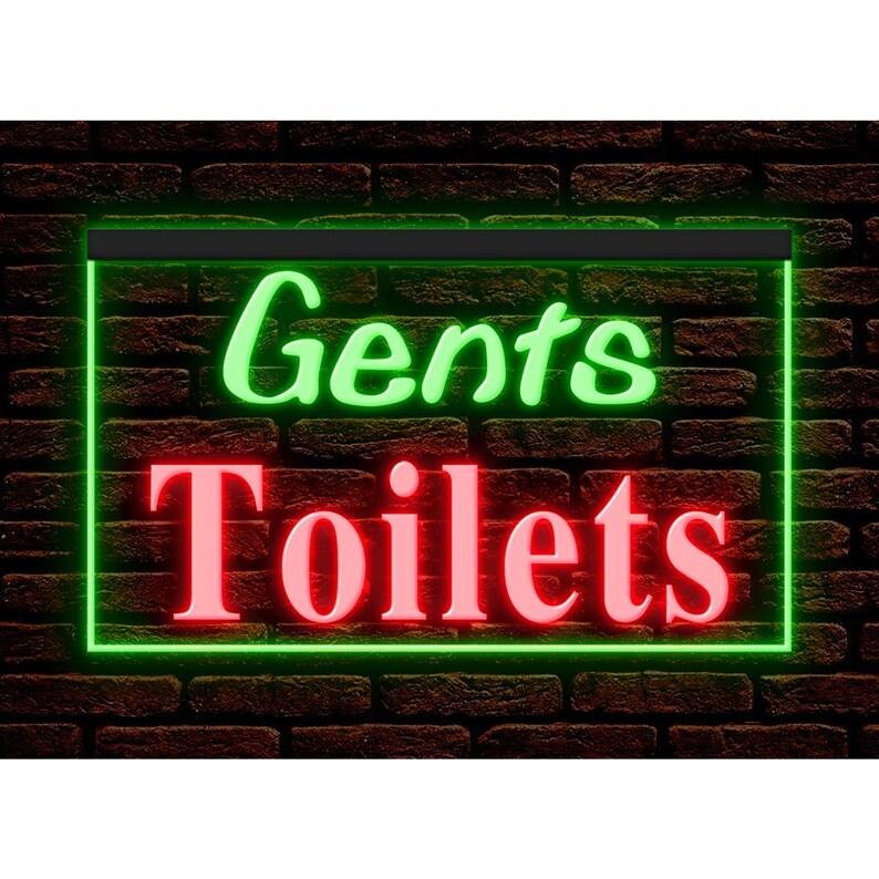 Gents Toilets Restroom Washroom Home Decor Neon Sign Illuminated 7 ...