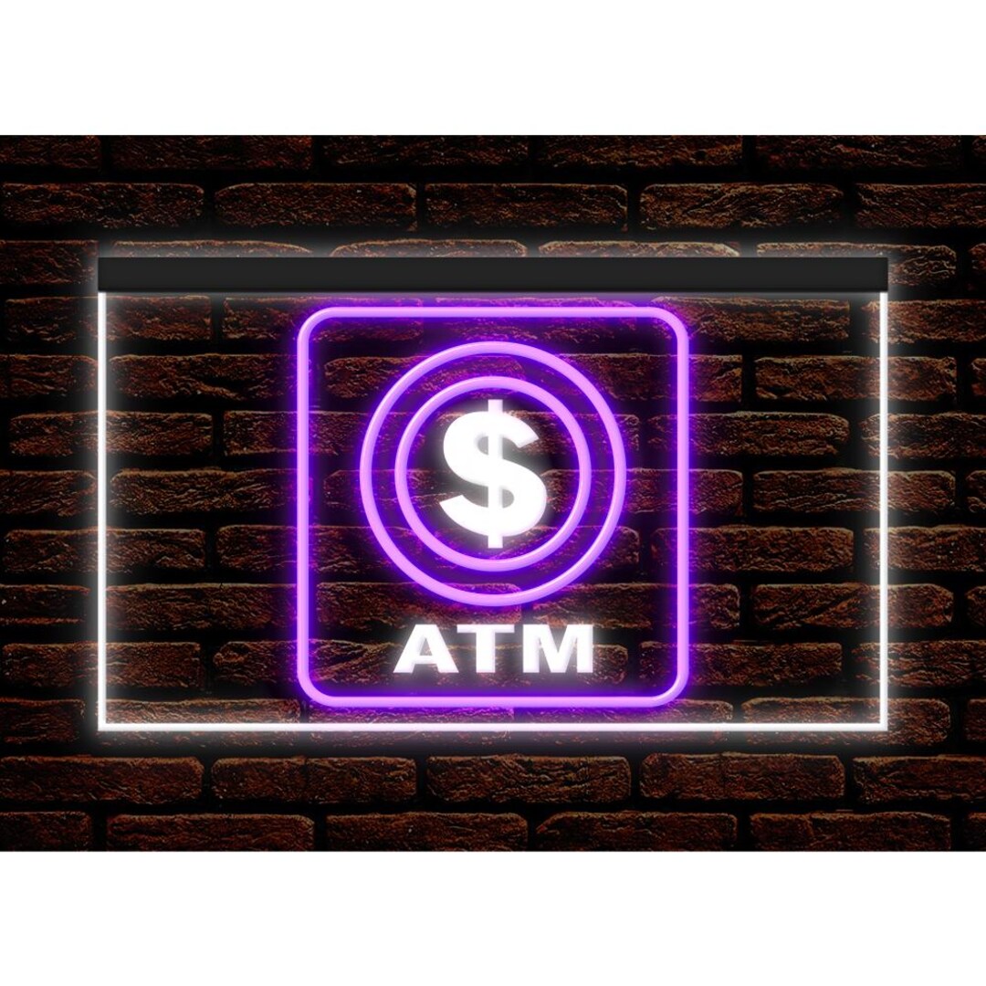 OPEN ATM Money Machine Automated Decor Illuminated Display Neon Sign ...