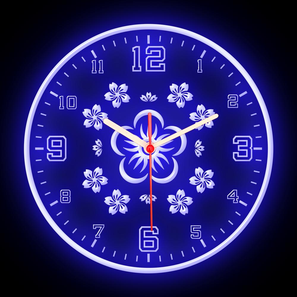 Japanese Sakura Cherry Blossom Home Decor Flexible Neon Clock 10" 7 ...