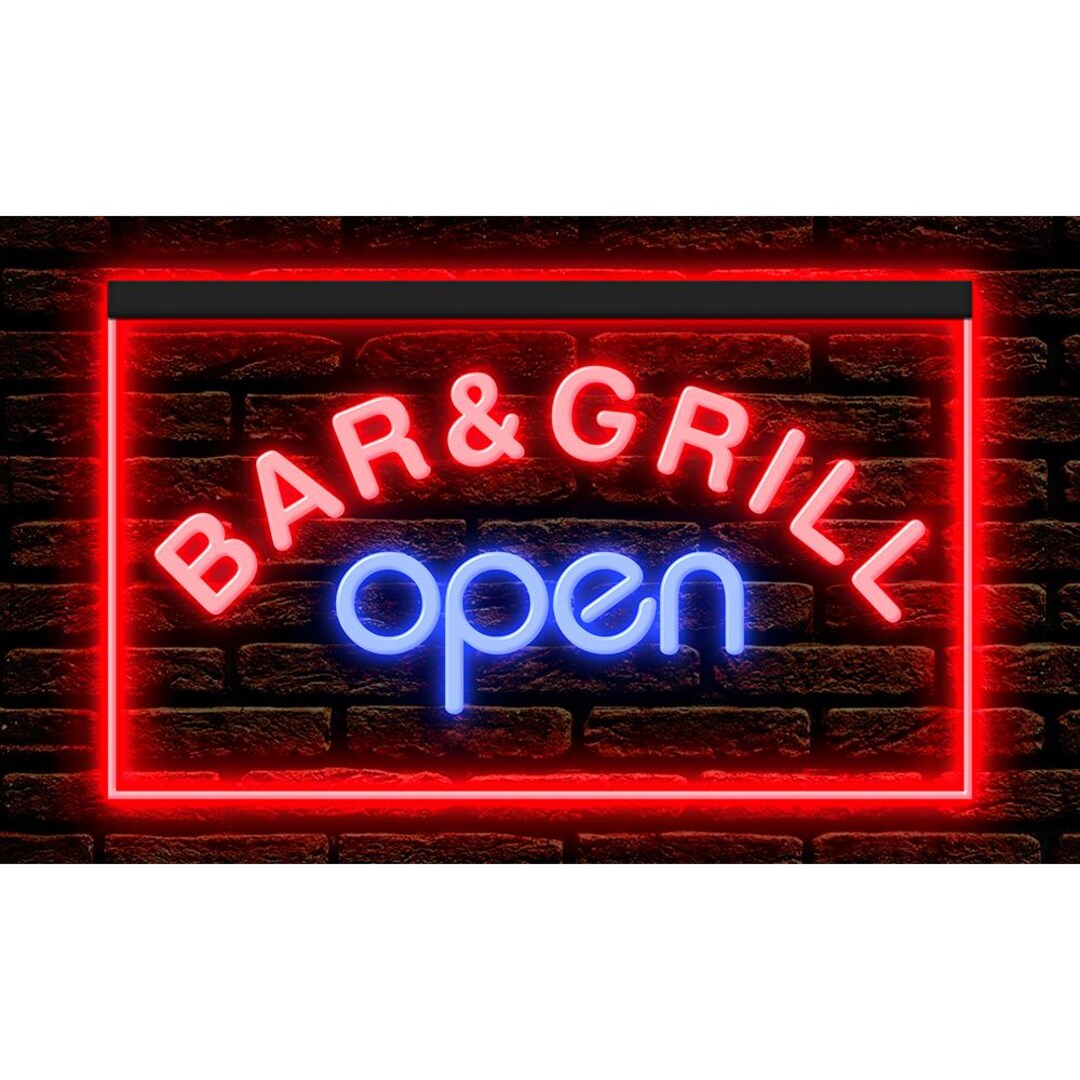 Bar Grill Open Restaurant Shop Cafe Bar Home Decor Illuminated Display ...