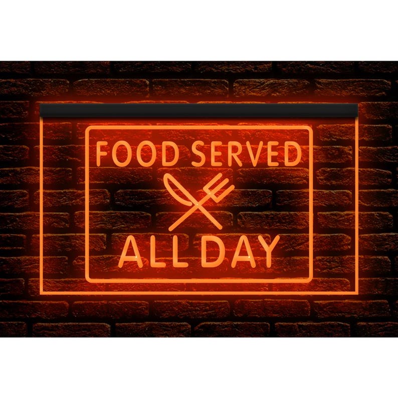 Food Served All Day Restaurant Cafe Neon Home Decor Illuminated 7 ...