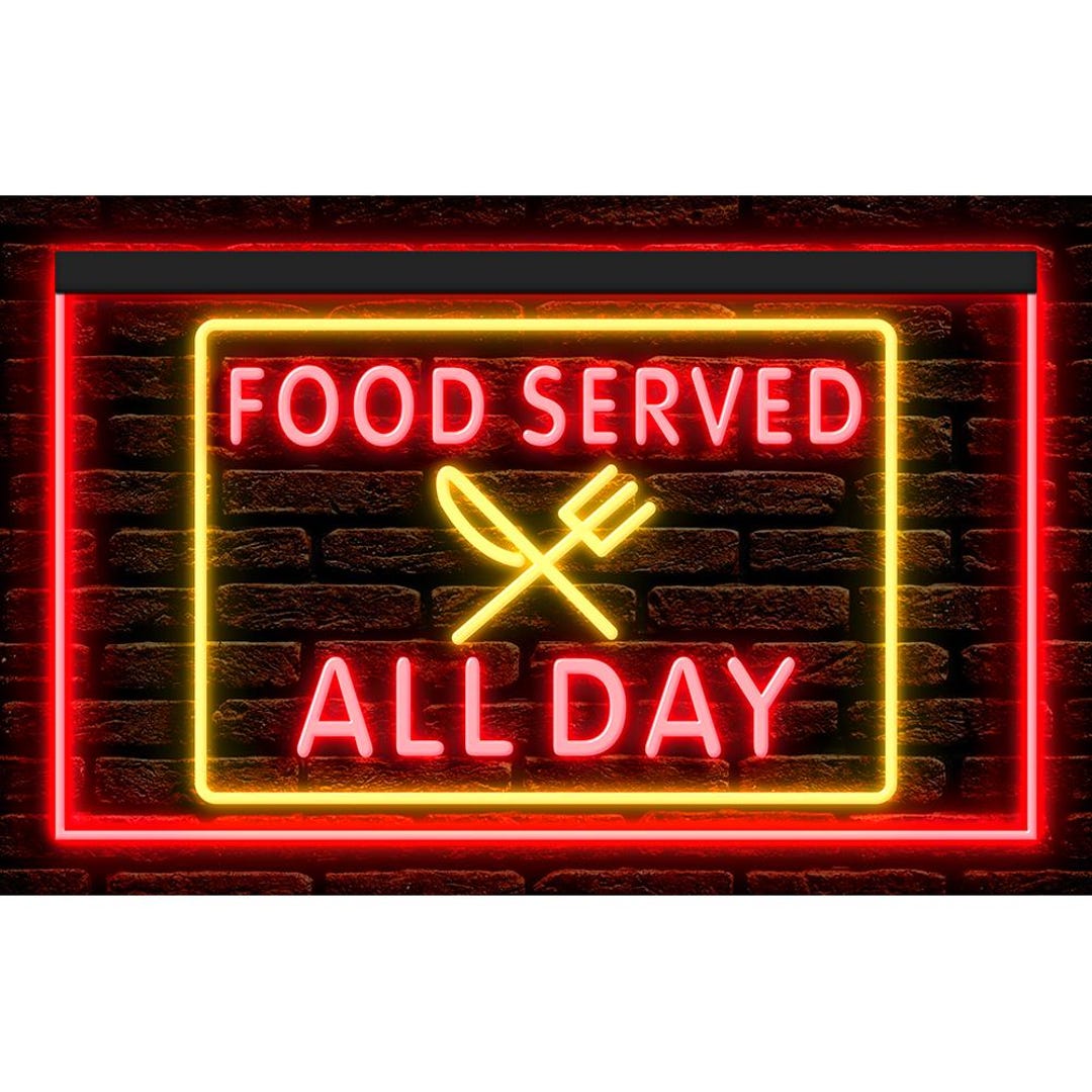 Food Served All Day Restaurant Cafe Neon Home Decor Illuminated Display ...