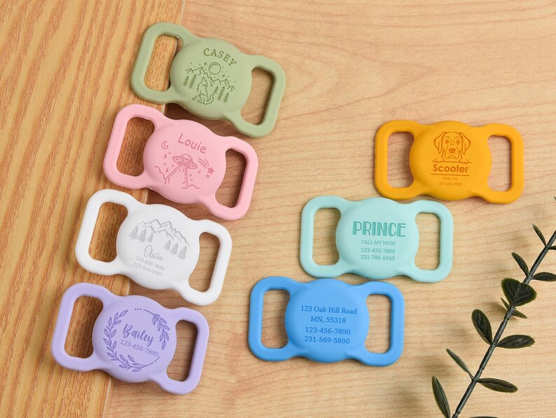 Silicone Slient Air Tag Case,dog AirTag Collar Holder,slide on Dog Name ...