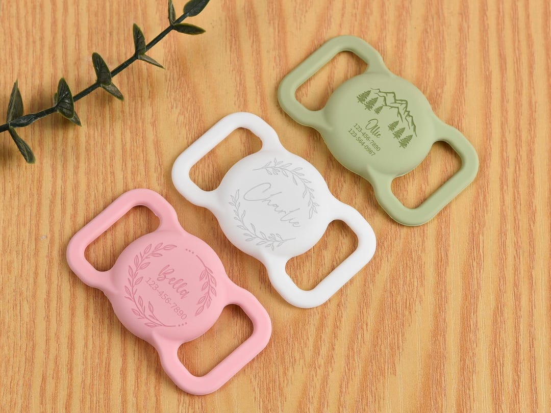 Silicone Slient Air Tag Case,dog AirTag Collar Holder,slide on Dog Name ...