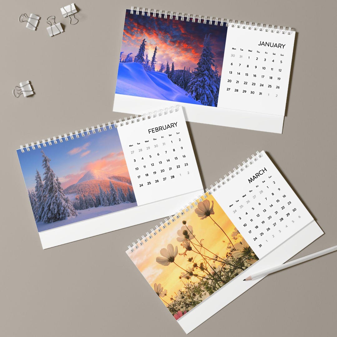 Desk Calendar 2025, Nature Photography Calendar, Seasonal Desk Calendar ...