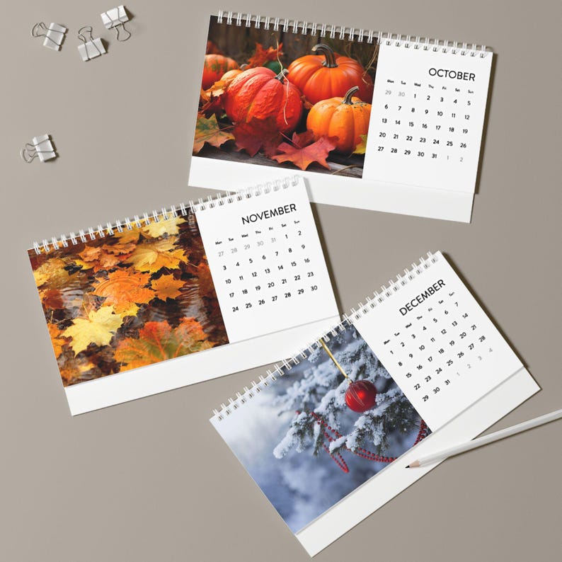 Desk Calendar 2025, Nature Photography Calendar, Seasonal Desk Calendar ...
