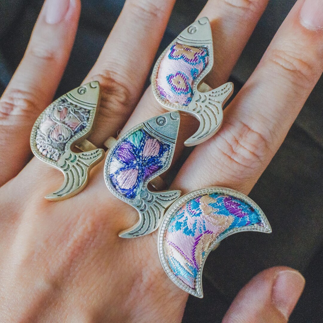 Miao Embroidered One-of-a-kind Ring - Handmade Hmong Ethnic Jewelry ...