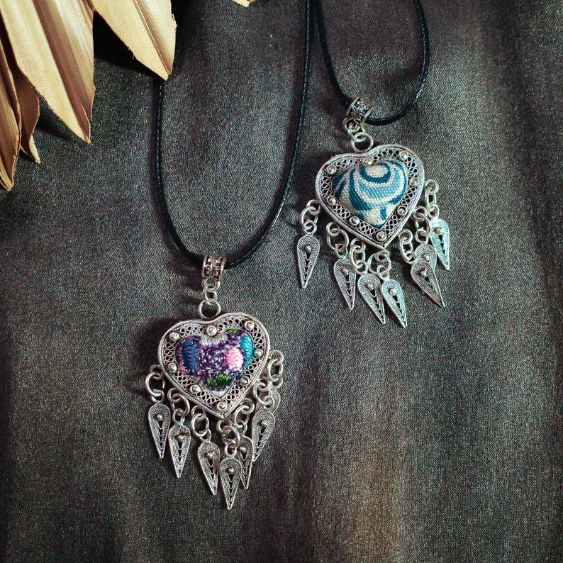 Hmong Embroidered Necklace - Miao Tribe Handmade Pendant, Boho Chic ...