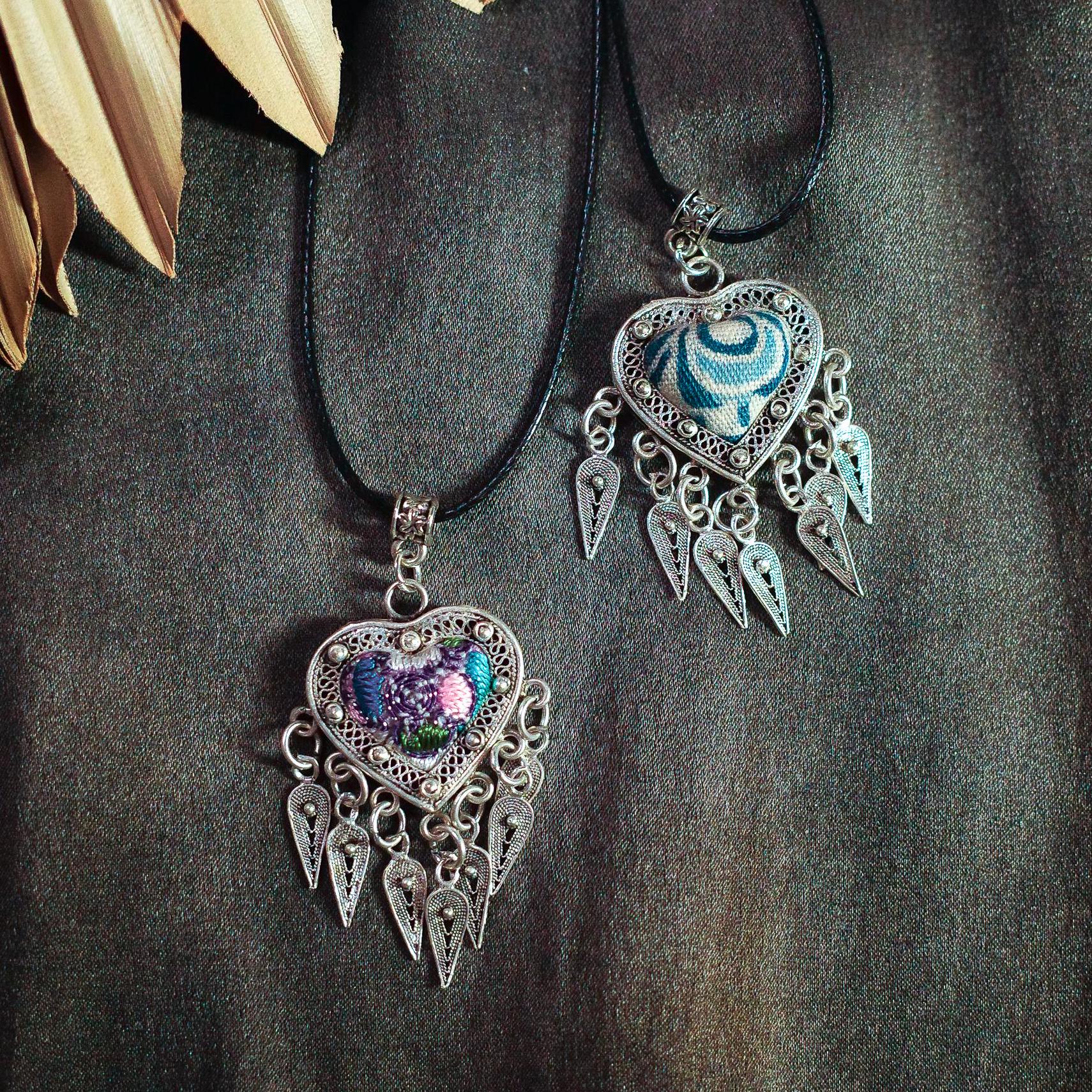 Hmong Embroidered Necklace - Miao Tribe Handmade Pendant, Boho Chic ...