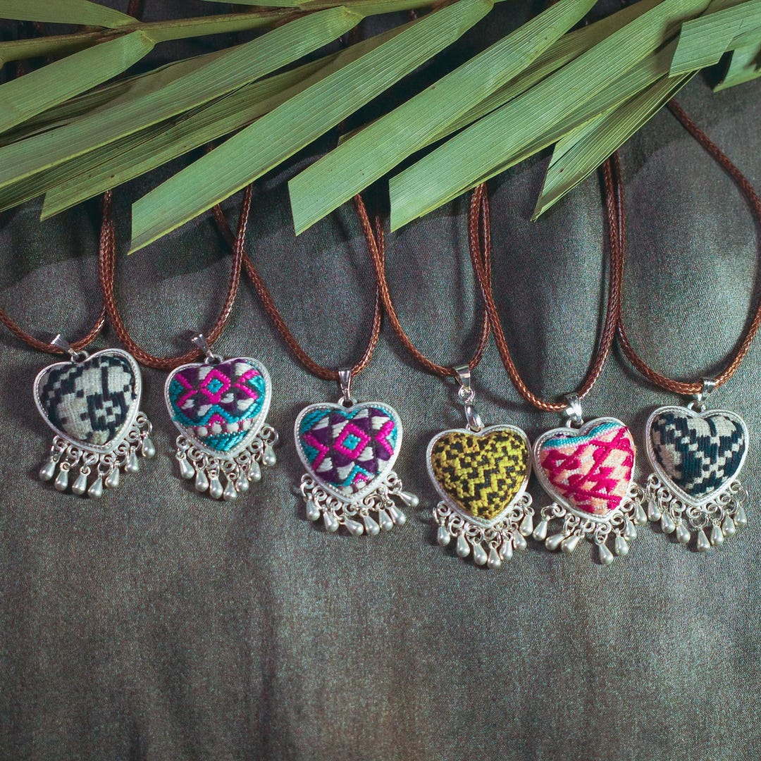 Hmong Embroidered Necklace - Miao Tribe Handmade Pendant, Boho Chic ...