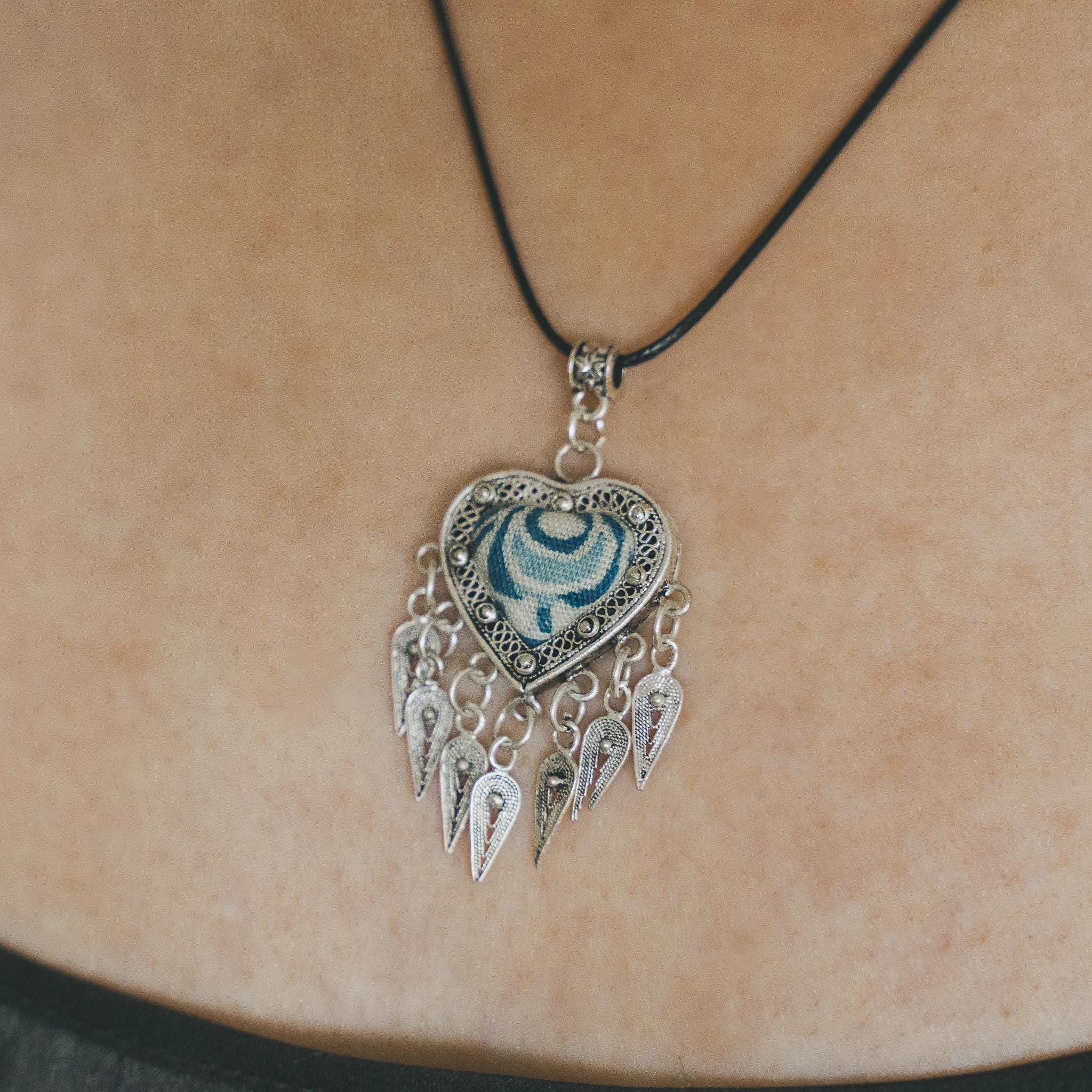 Hmong Embroidered Necklace - Miao Tribe Handmade Pendant, Boho Chic ...