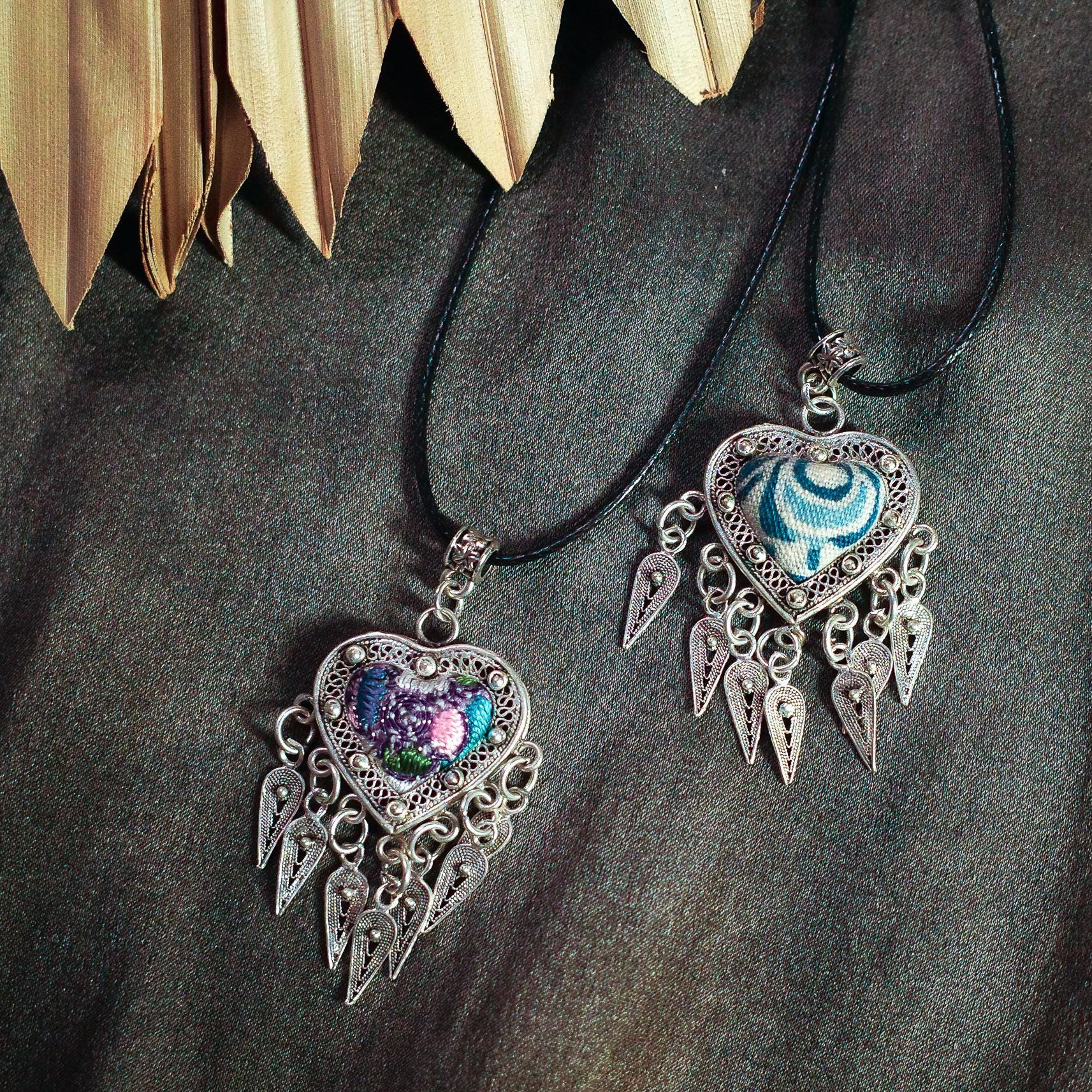 Hmong Embroidered Necklace - Miao Tribe Handmade Pendant, Boho Chic ...