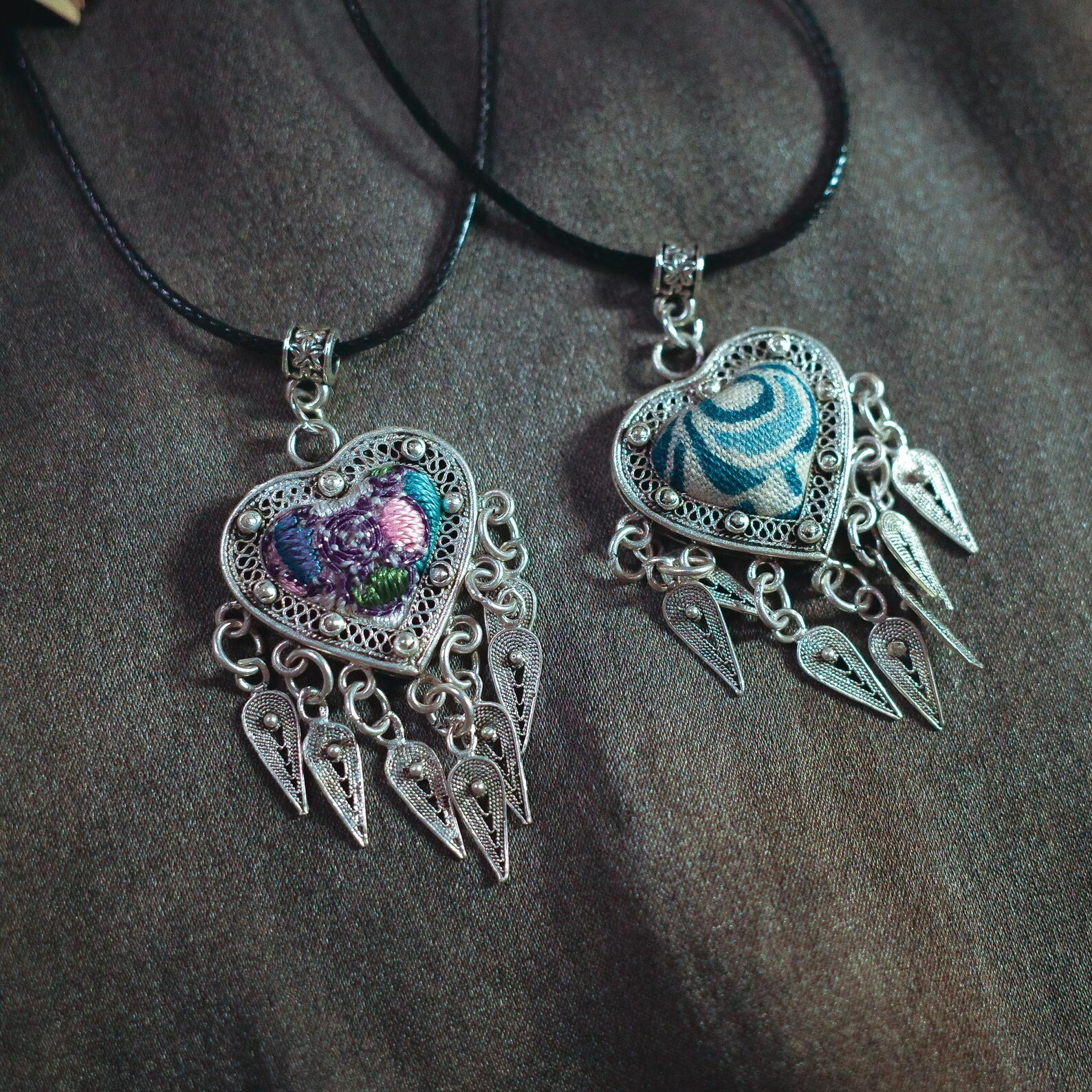 Hmong Embroidered Necklace - Miao Tribe Handmade Pendant, Boho Chic ...