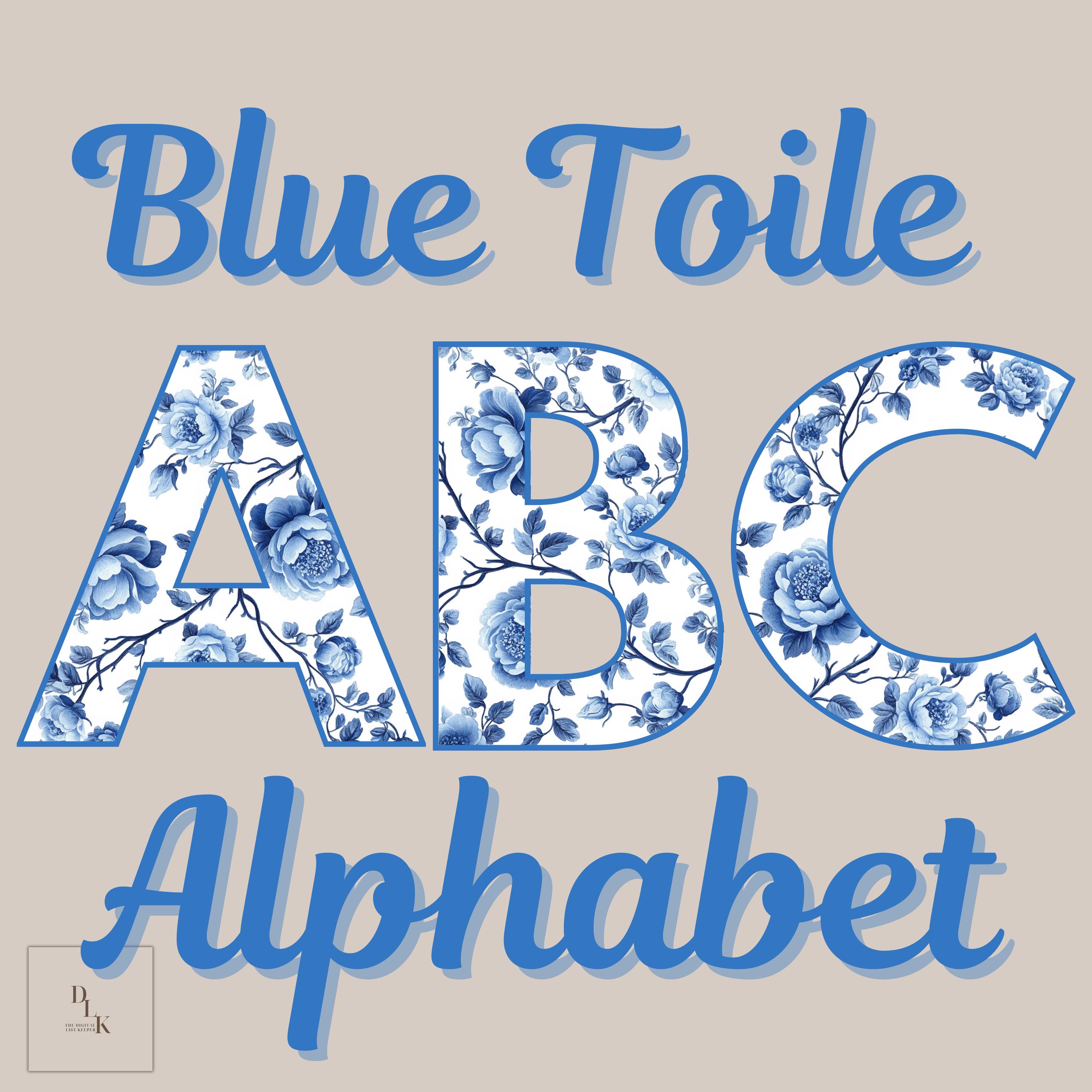 Blue Toile Varsity Alphabet PNG Set, Chinoiserie Letters Png, Varsity ...