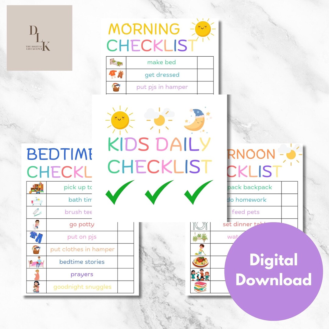 Kids Daily Responsibilities Chart, Printable Daily Routine, Morning ...