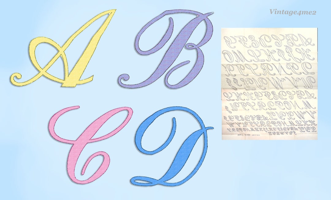 1930s Uncut Betty Burton Vintage Monogram Letters Embroidery Transfer ...