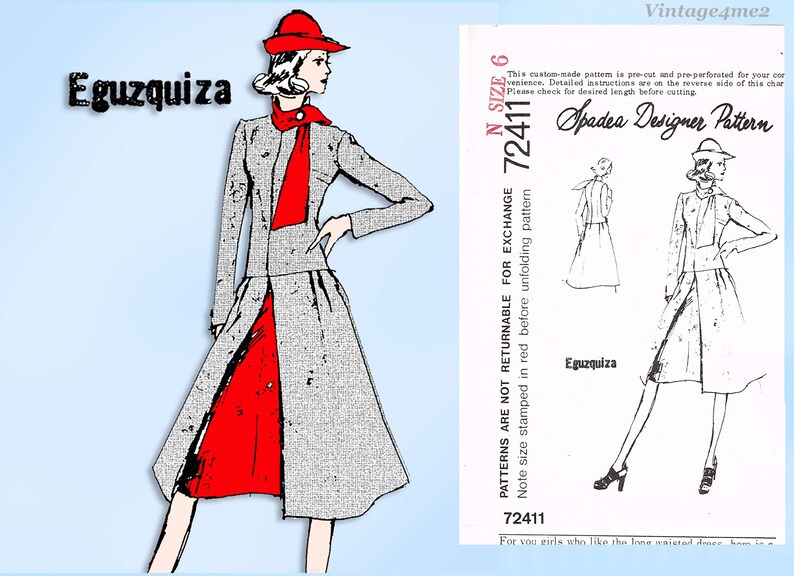 1970s Vintage Spadea Sewing Pattern 72411 Uncut Misses Designer Dress ...