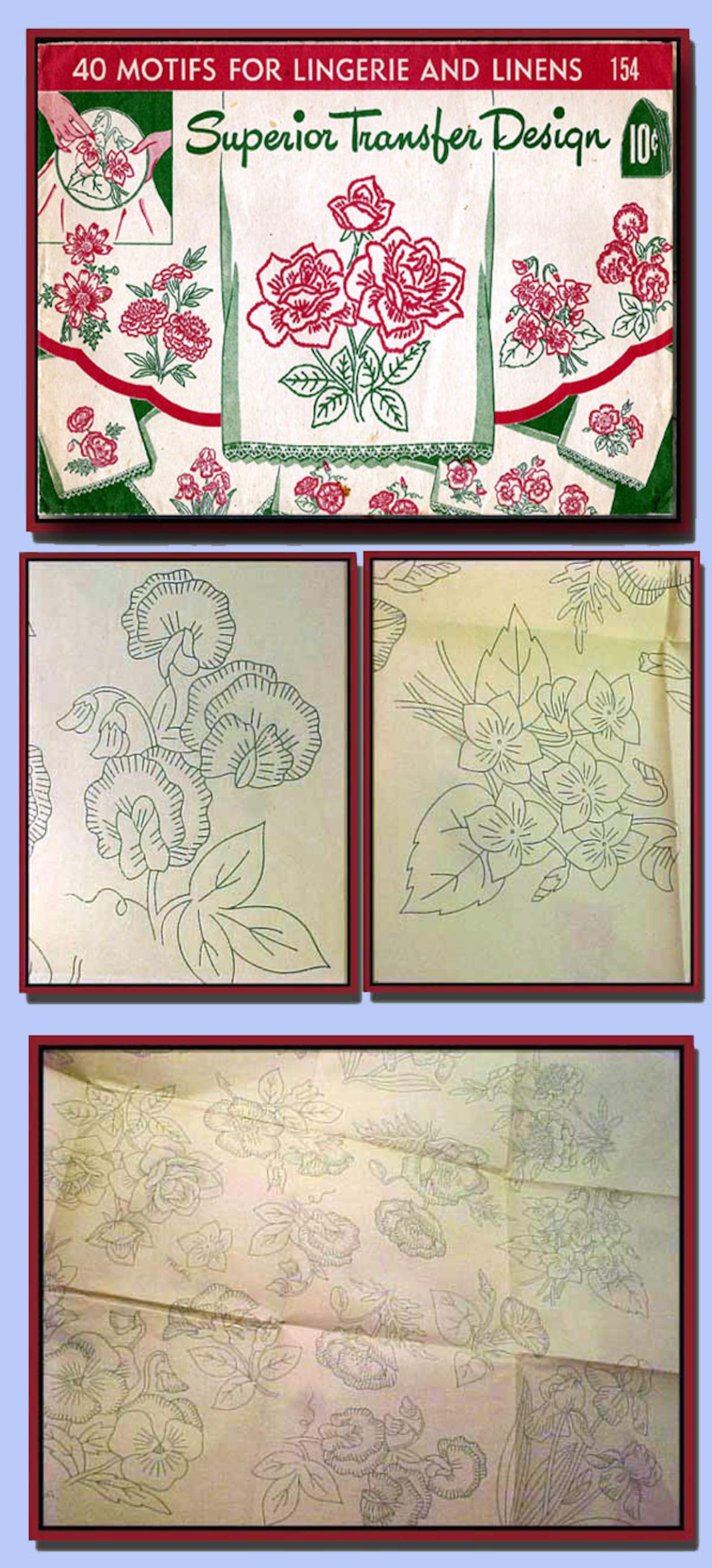 1940s Vintage Superior Embroidery Transfer 154 Uncut Big Pack - Etsy
