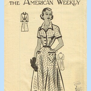 1950s Vintage American Weekly Sewing Pattern 3832 Uncut Misses Dress 36 ...