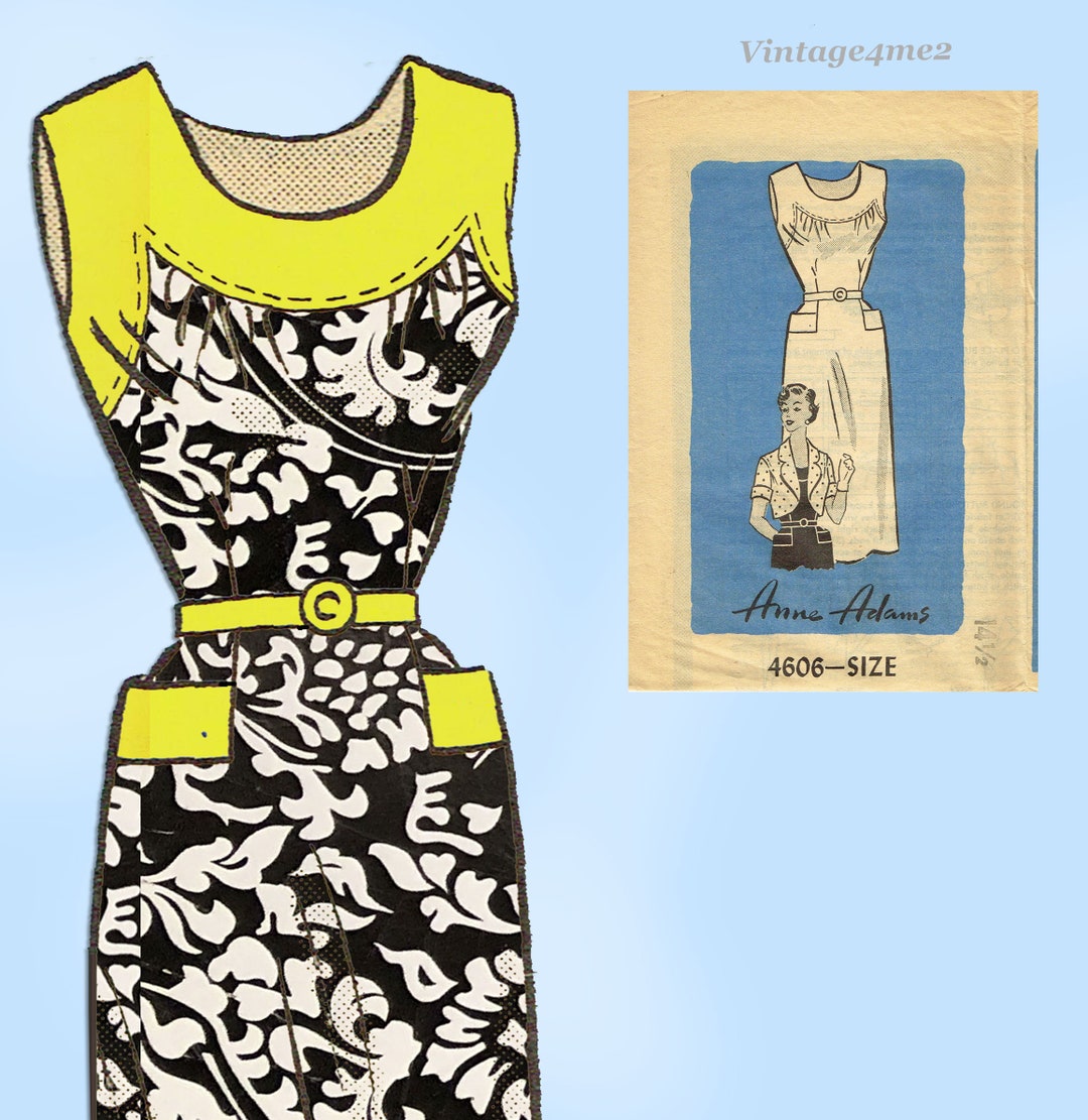1950s Vintage Anne Adams Sewing Pattern 4606 Misses Sun Dress Size 34 ...