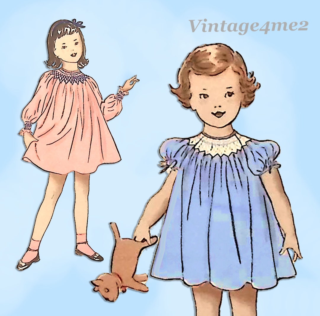 Butterick 5781: 1950s Uncut Smocked Toddler Dress Size 3 Vintage Sewing ...