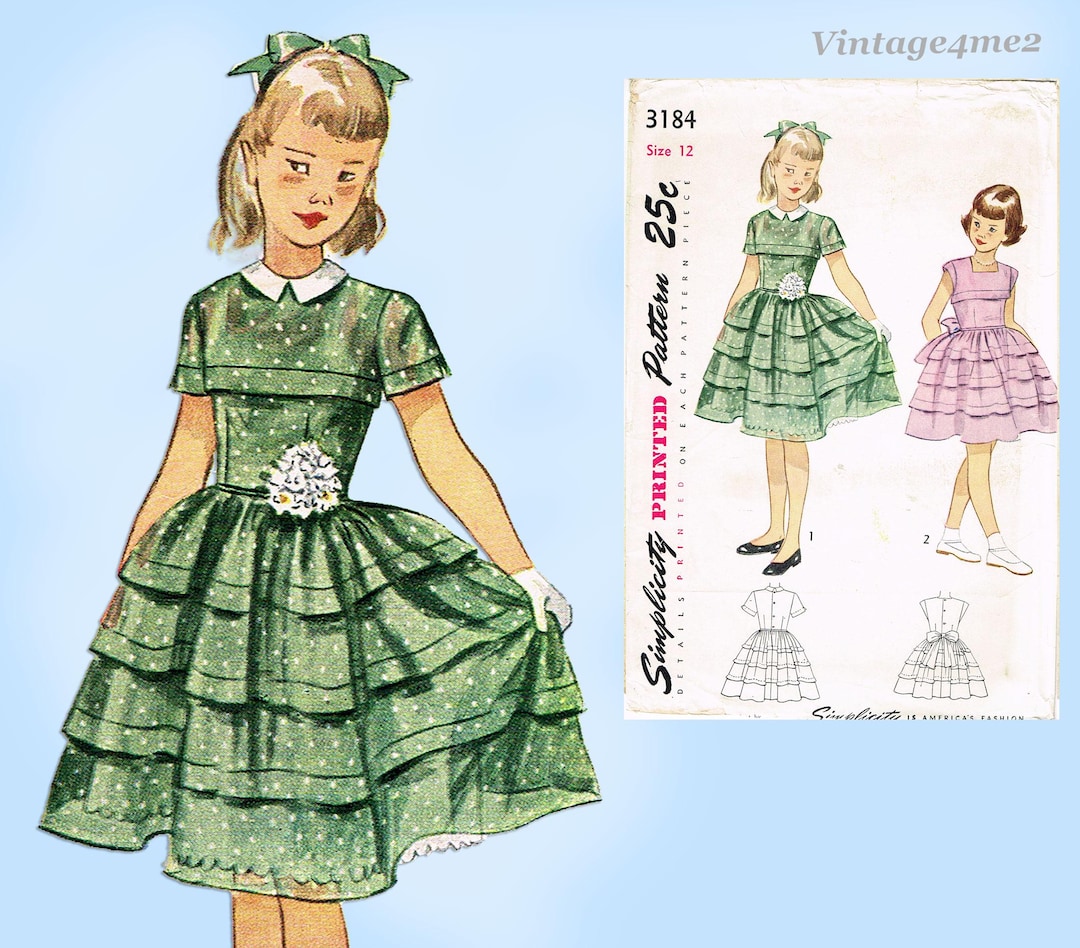 1950s Vintage Simplicity Sewing Pattern 3184 Sweet Little Girls Party ...
