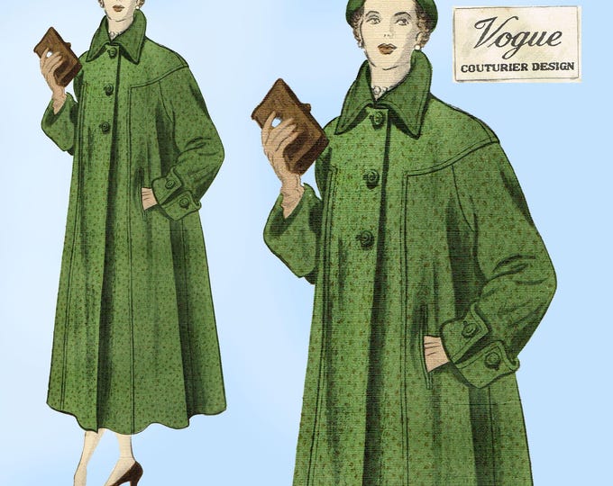 Vogue Couturier 444: 1940s Rare Designer Coat Size 36B Vintage Sewing ...