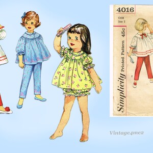 Simplicity 4016: 1960s Toddler Girls Shortie Pajamas Size 5 Vintage ...