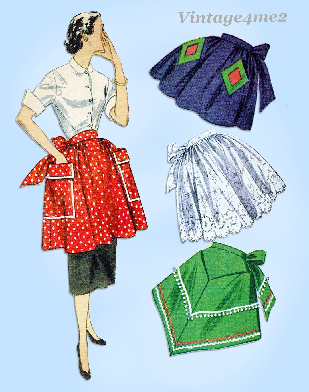 1950s Vintage Apron Sewing Pattern: Simplicity 3718, Three Styles - Etsy
