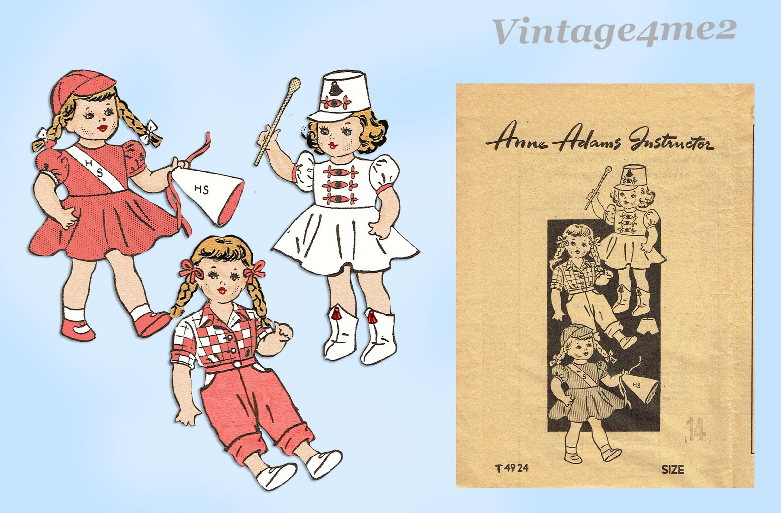 Anne Adams 14 Inch Doll Clothes Sewing Pattern T-4924 - Etsy