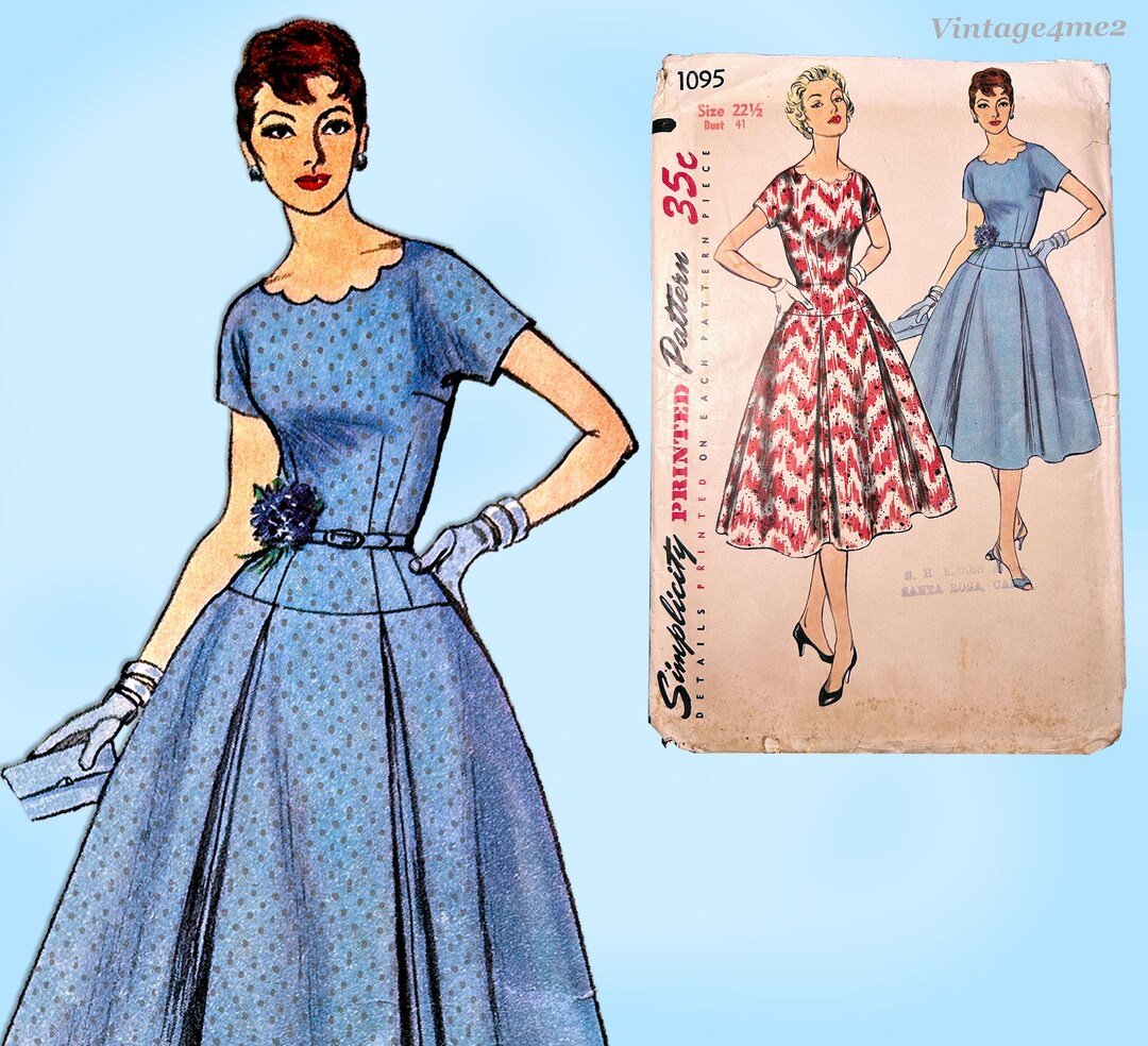 1950s Vintage Simplicity Sewing Pattern 1095 Uncut Plus Size Ladies ...