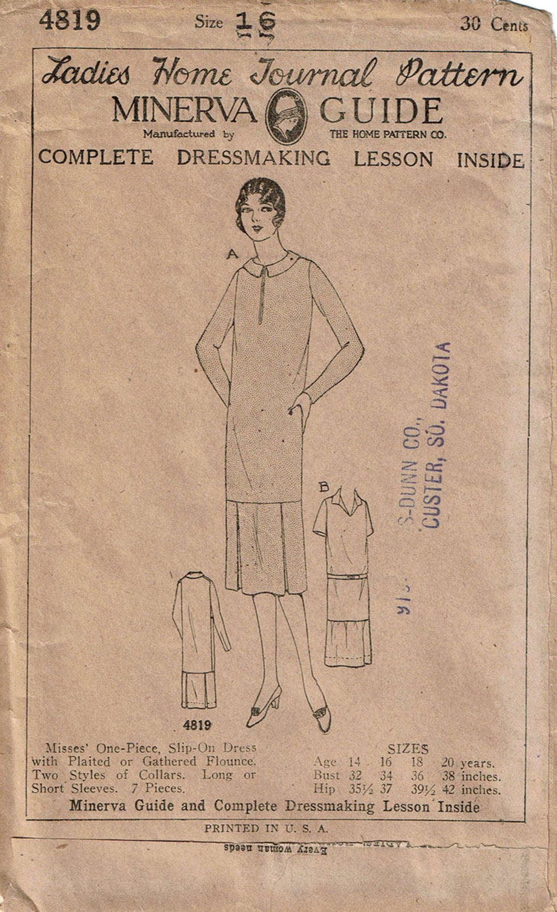 1920s VTG Ladies Home Journal Sewing Pattern 4819 Uncut Misses - Etsy