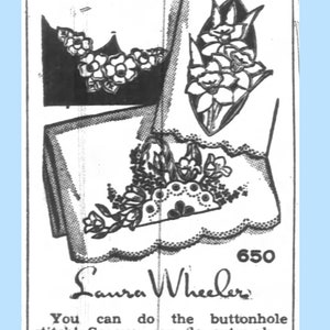 1940s Vintage Laura Wheeler Embroidery Transfer 650 Uncut Pansy Basket ...