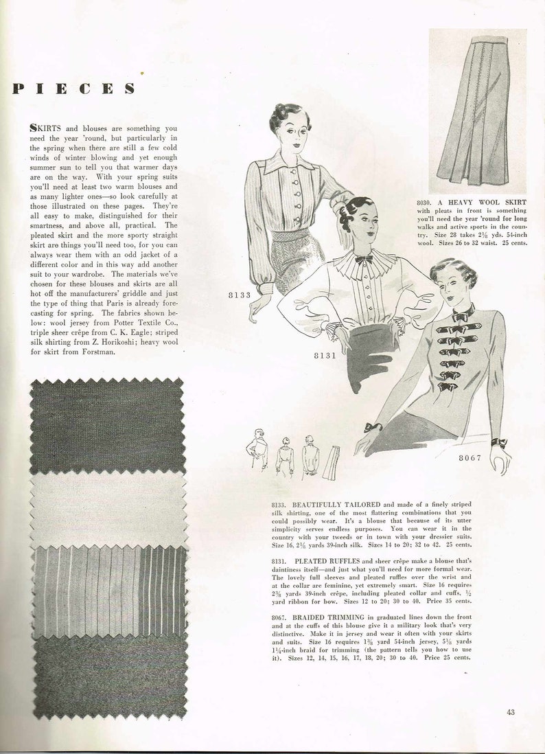 1930s Digital Download Pictorial Review Spring 1936 Sewing Pattern ...