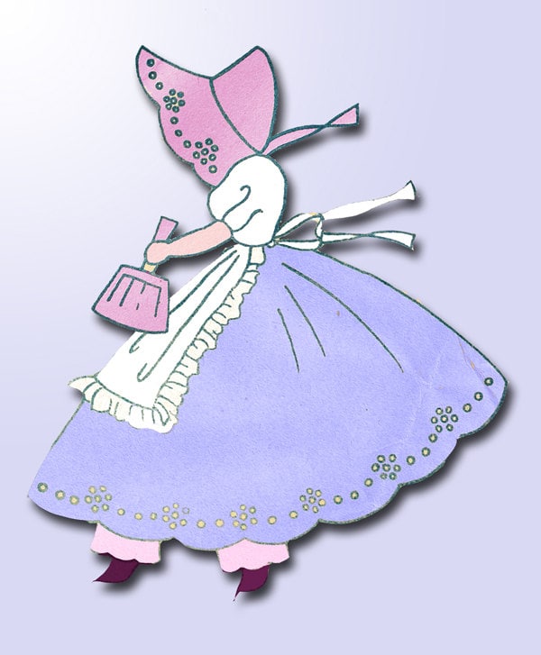 1940s Embroidery Transfer DOW Bonnet Gals & More Uncut Blue - Etsy