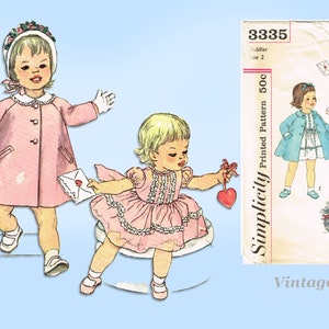 Simplicity 3335: 1960s Cute Baby Girls Dress & Coat Sz 2 Vintage Sewing ...