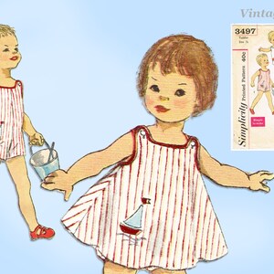 1960s Vintage Simplicity Sewing Pattern 3497 Baby Boys Girls Romper ...