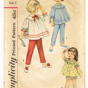 Simplicity 4016: 1960s Toddler Girls Shortie Pajamas Size 5 Vintage ...