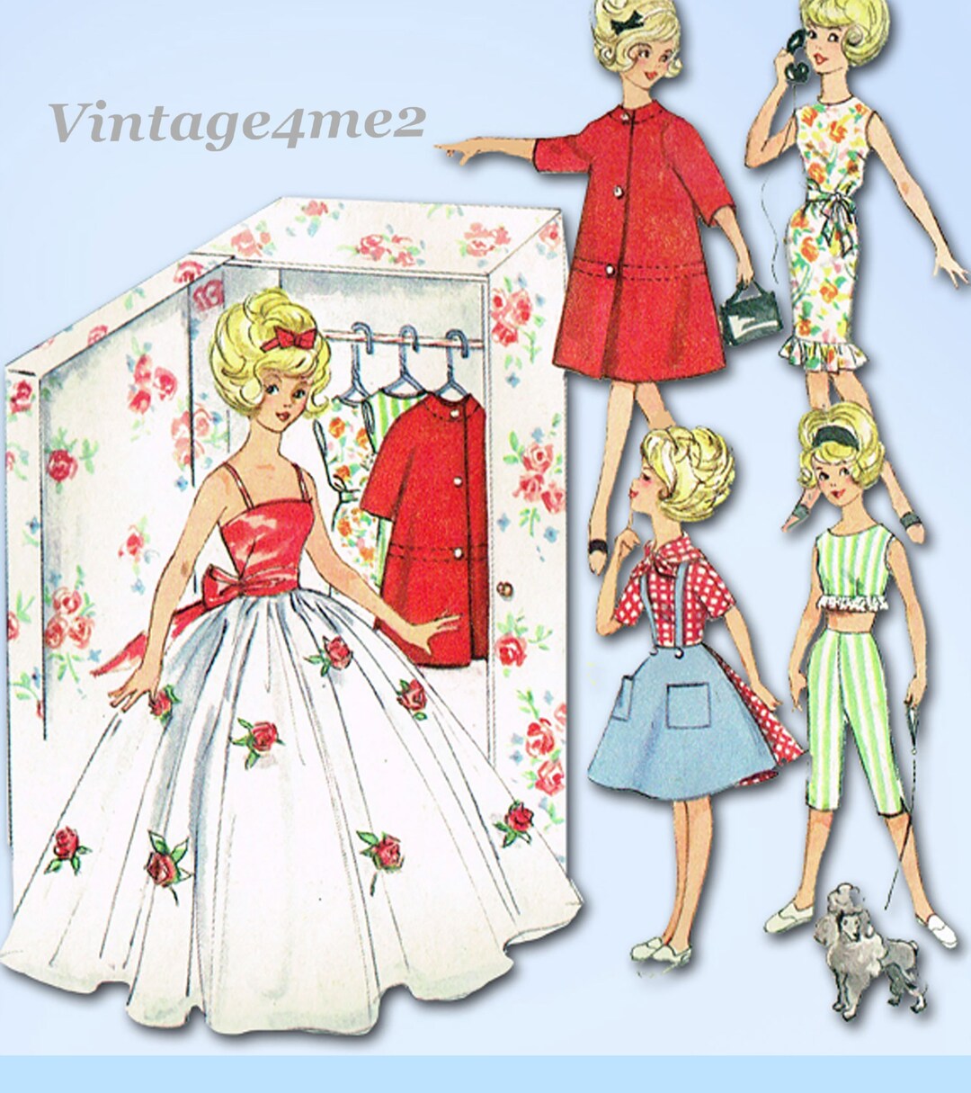 1960s Tammy Doll Clothes Sewing Pattern: Simplicity 4883, 12 Inch Doll ...