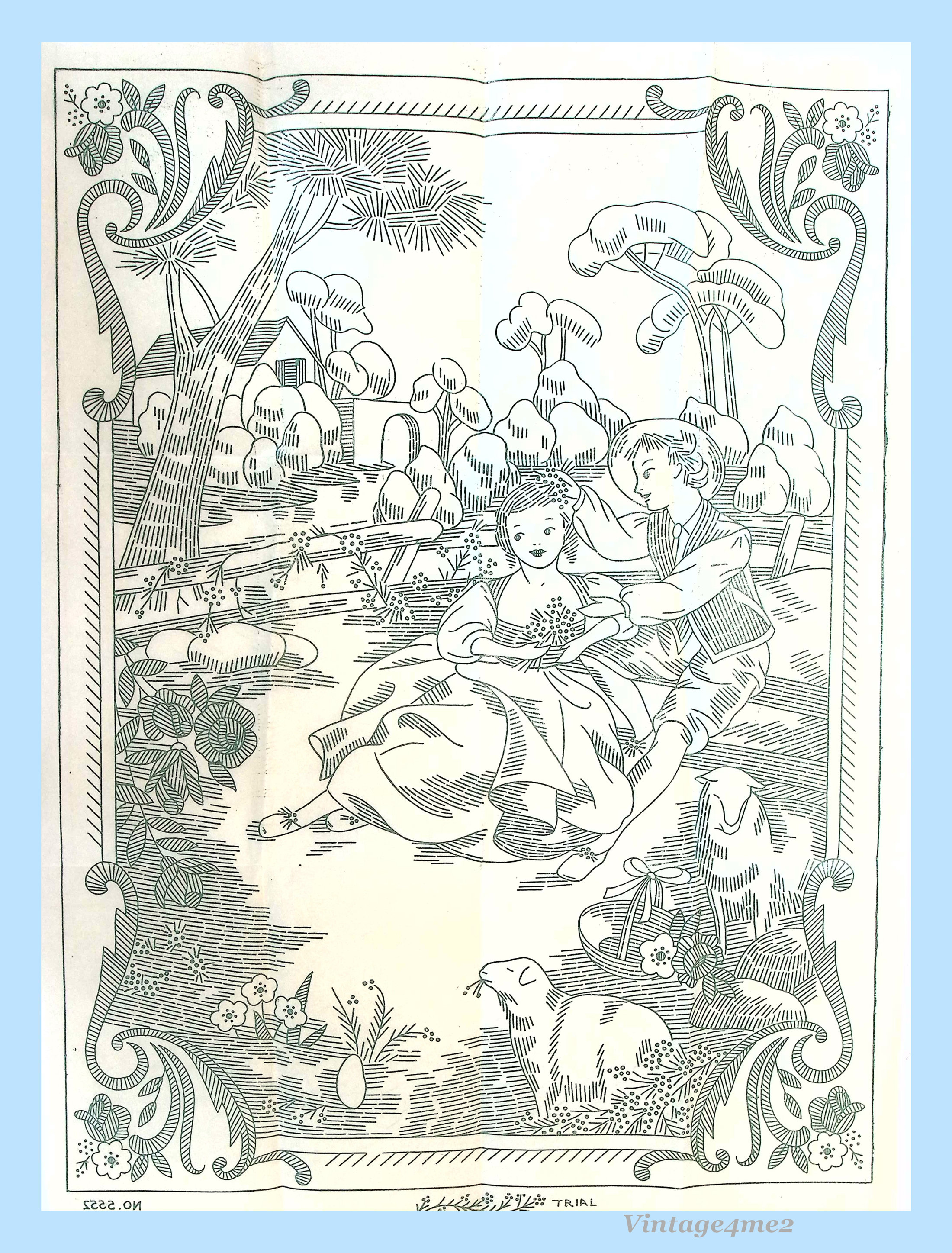 1930s Vintage Alice Brooks Embroidery Transfer 5552 Uncut Pastoral Boy ...