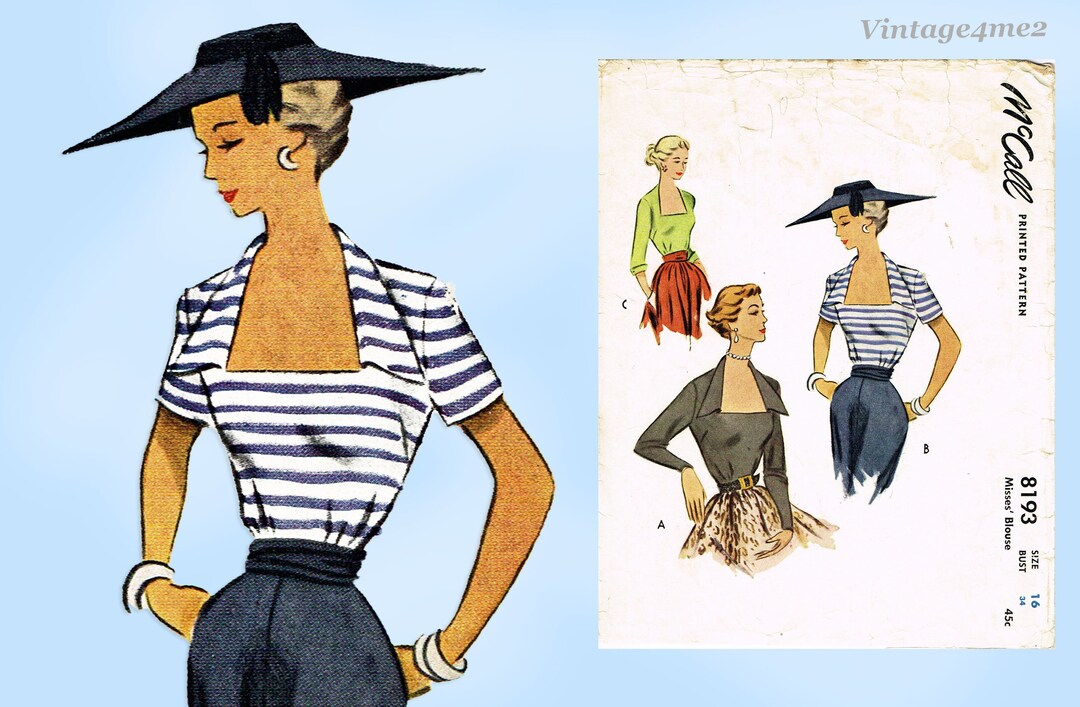1950s Vintage Mccall Sewing Pattern 8193 Misses Sexy Dressy Summer ...